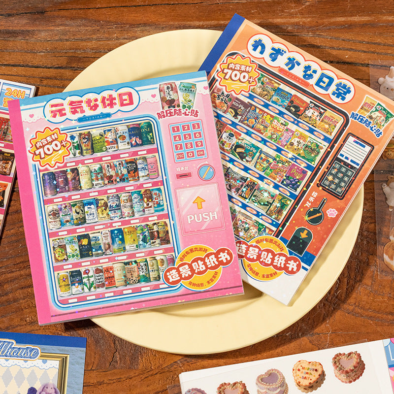 #705 Vending Machine DIY 3D Sticker Book Set Collection 8 Cute Miniatu ...